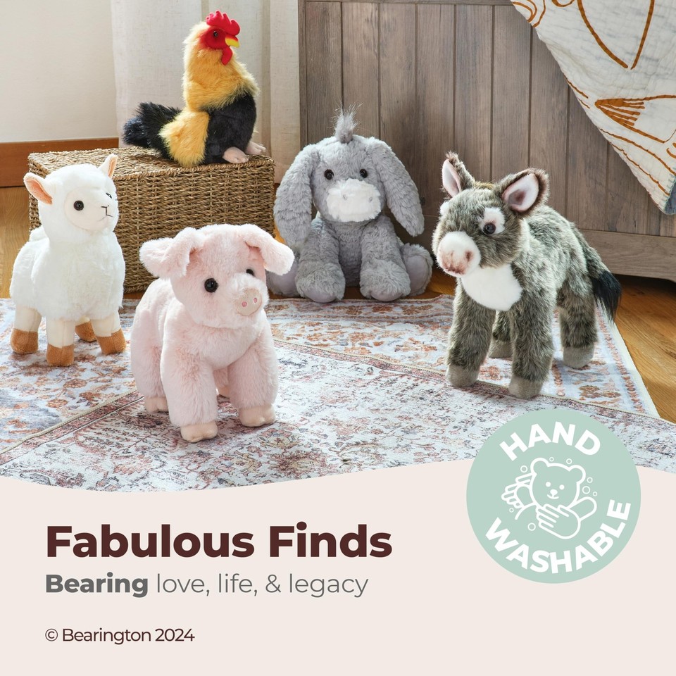 Bearington Pedro Donkey Stuffed Animal- 12" Huggable Baby Donkey Plush ...