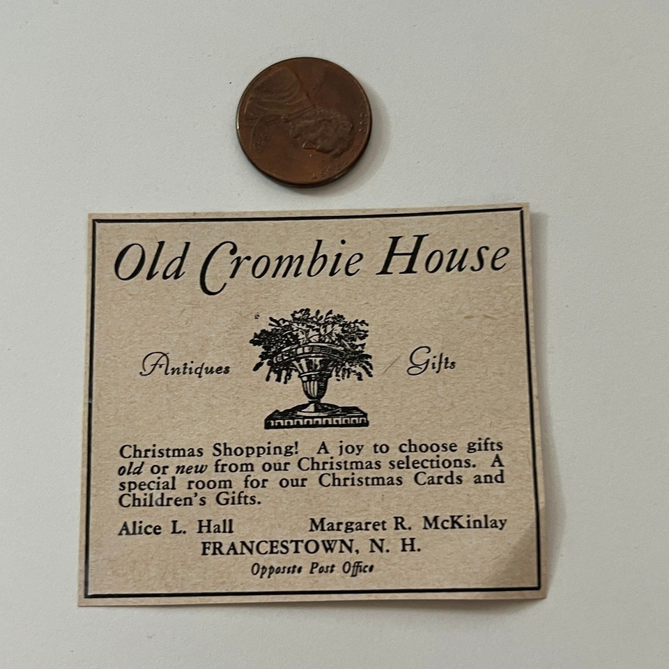 Old Crombie House Alice L. Hall Francestown NH 1952 Magazine Ad SAG5-S5 ...
