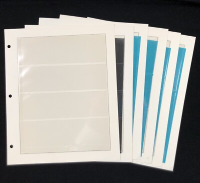 6 Manilla Stamp Stock Pages Sheets - 4 slots, 3 Binder Holes, Front ...