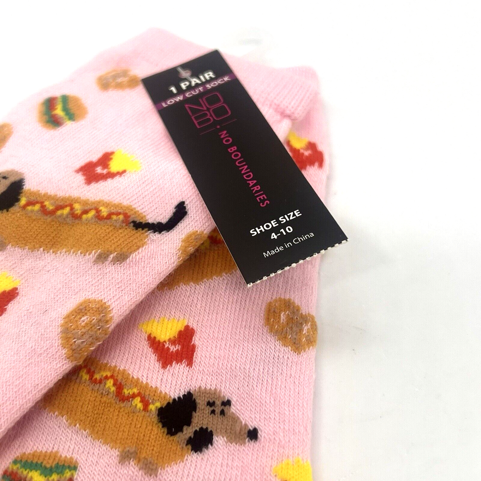 Dachshund Ankle Socks weiner dog Pink Playful Size 4-10 women juniors ...