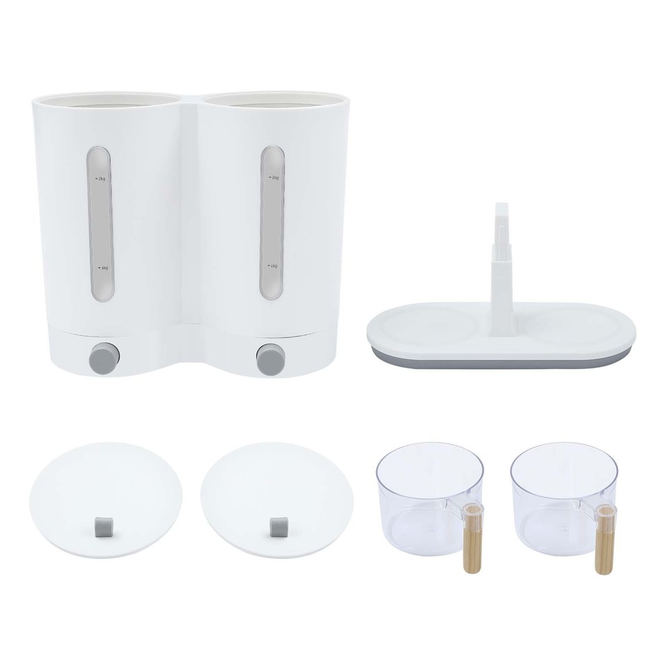 Dual Rice Dispenser Large Capacity Dry Food Dispenser with2 Measuring ...
