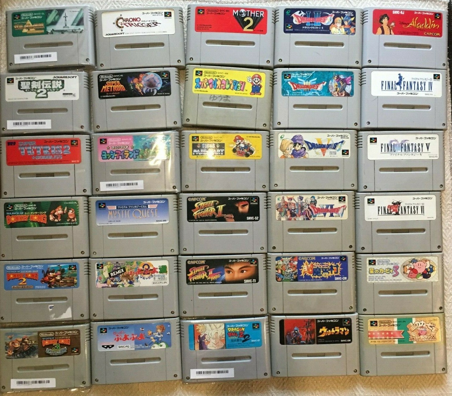 Super Famicom Japanese SNES games Zelda Mario Kart Mother 2 FF Donkey ...