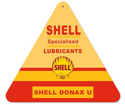 SHELL DONAX U TRIANGLE SHAPED 16" HEAVY DUTY USA MADE METAL ADVERTISING ...