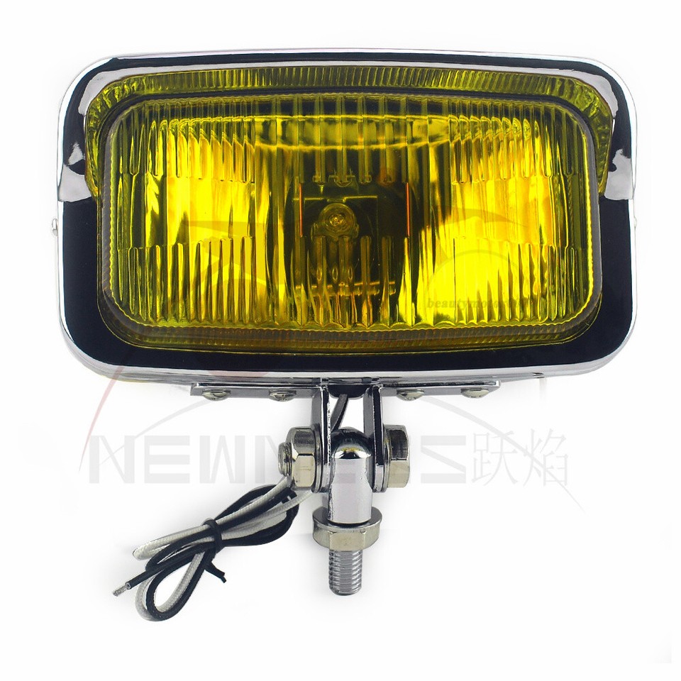 Square Retro Chrome Amber Headlight Motorcycle for Harley Chopper Cafe ...