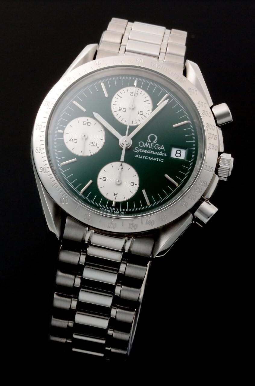RARE Omega MARUI GREEN Speedmaster Date Watch 3511.70 Special Japan ...