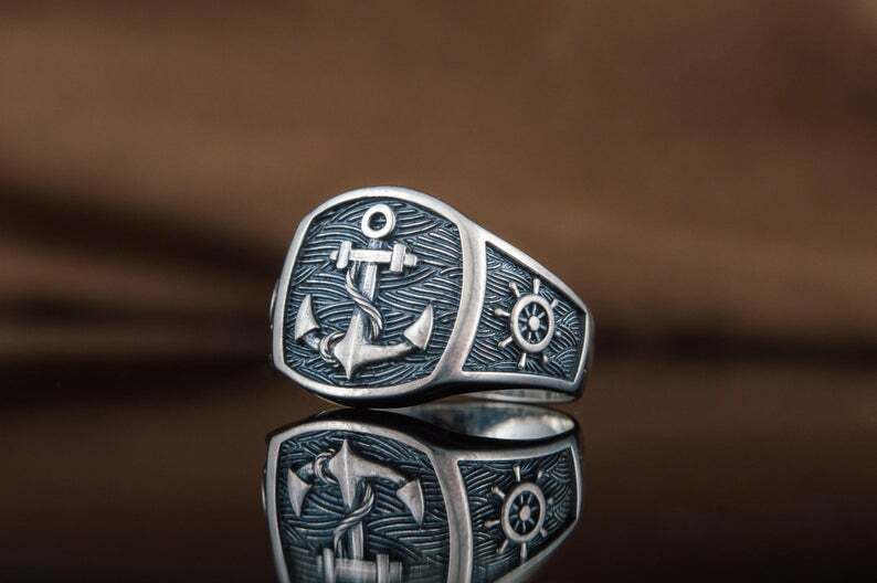 Anchor Style Old Look Ship's Wheel Fashion Unique Ring For Men's | eBay