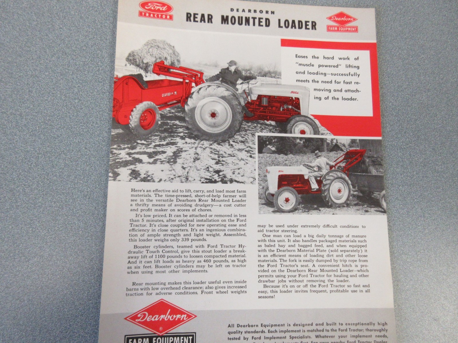 Ford Dearborn Rear Mounted Loader Sales Sheet 1954 | eBay