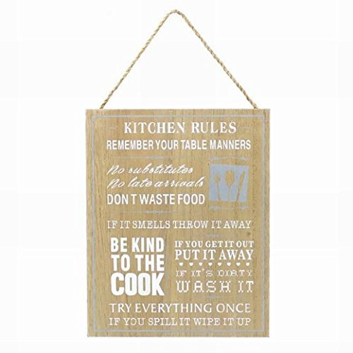 Kitchen Rules Plaque Sign Wooden Hanging Door Wall Sign - Chef's Rules ...