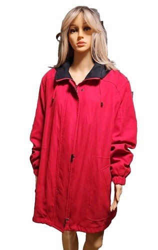 FS Limited Red Hooded Padded Winter Jacket Zip Out Liner Suede Feel ...
