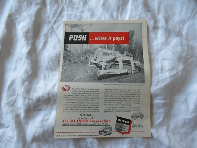 1950 Oliver Cletrac tractor print AD | eBay