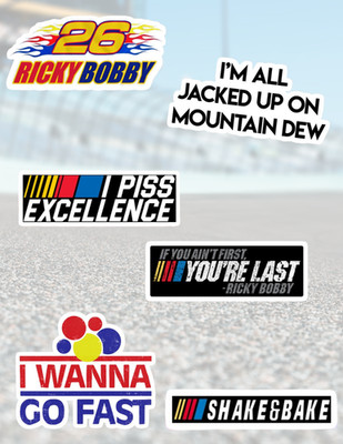 Talladega Nights Ricky Bobby 5pc Sticker Pack | eBay