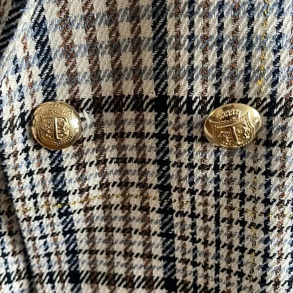 Talbots Plus Petite Sz 18WP Double Breasted Lined Blazer Gold Crest ...