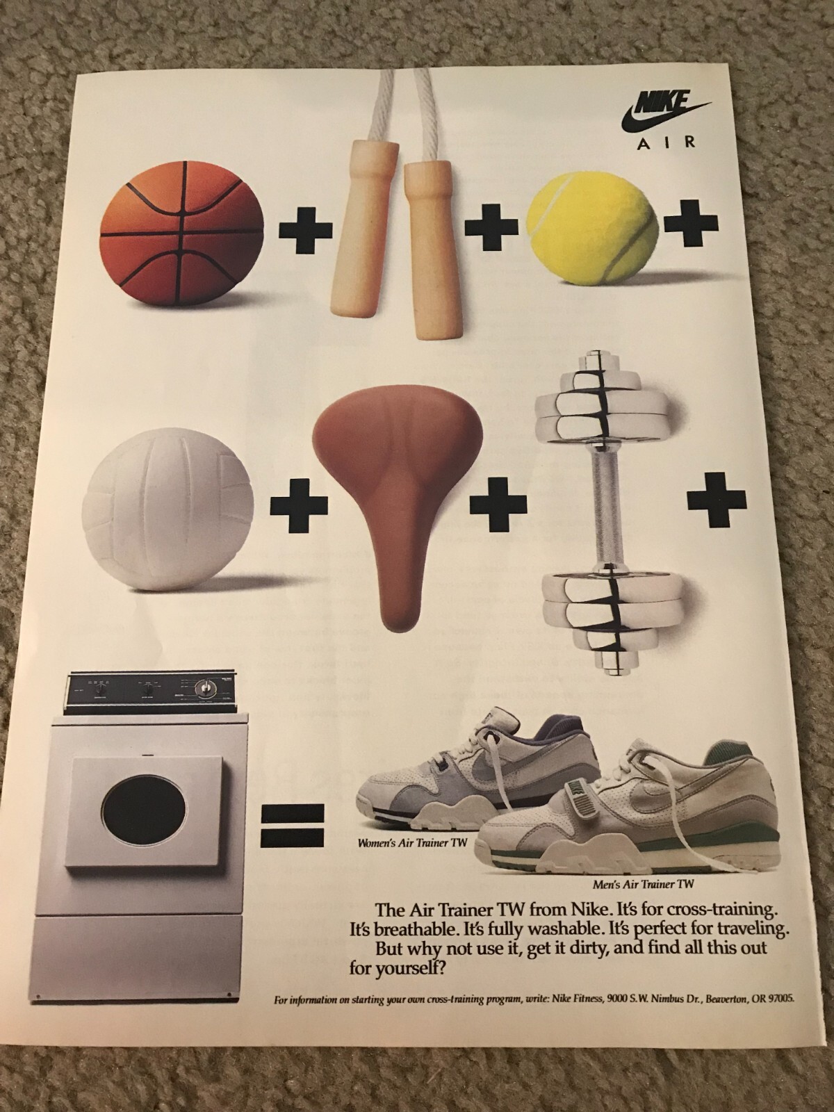 Vintage 1988 NIKE AIR TRAINER TW Cross Trainer Shoes Poster Print Ad ...