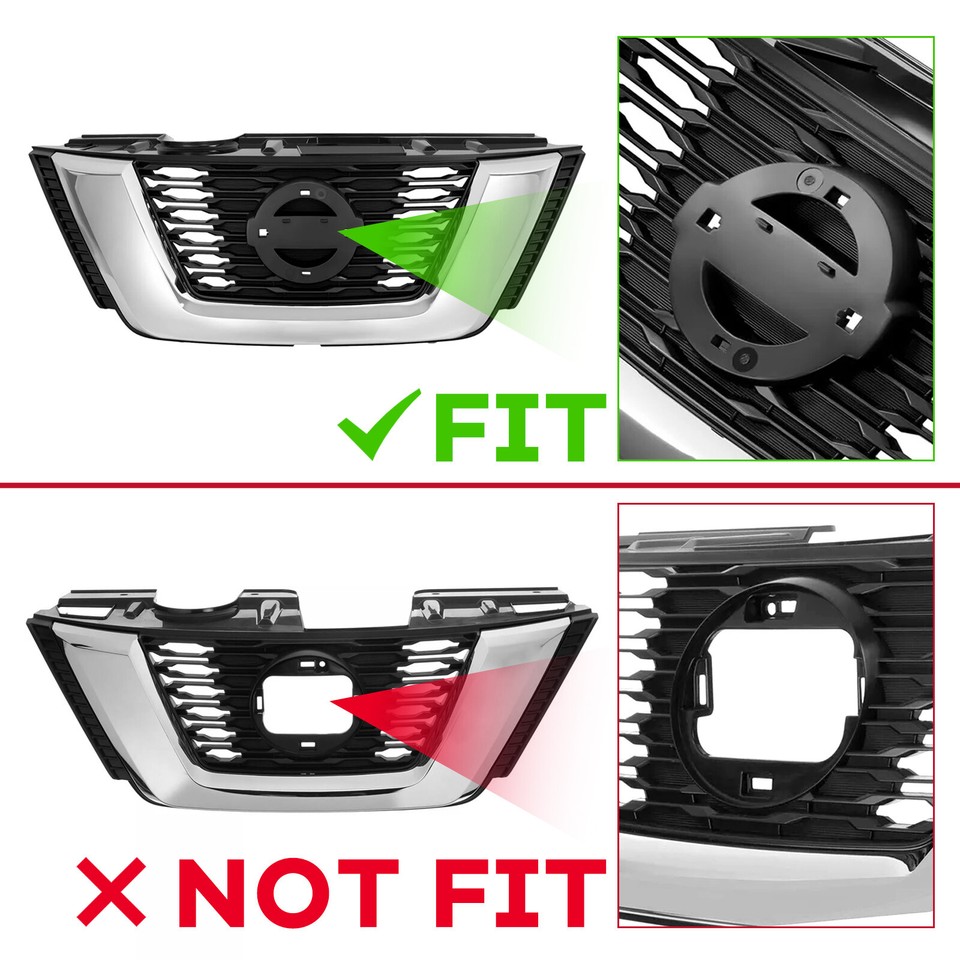 KUAFU For Nissan Rogue 2017-2020 19 Front Upper Bumper Grille Grill ...