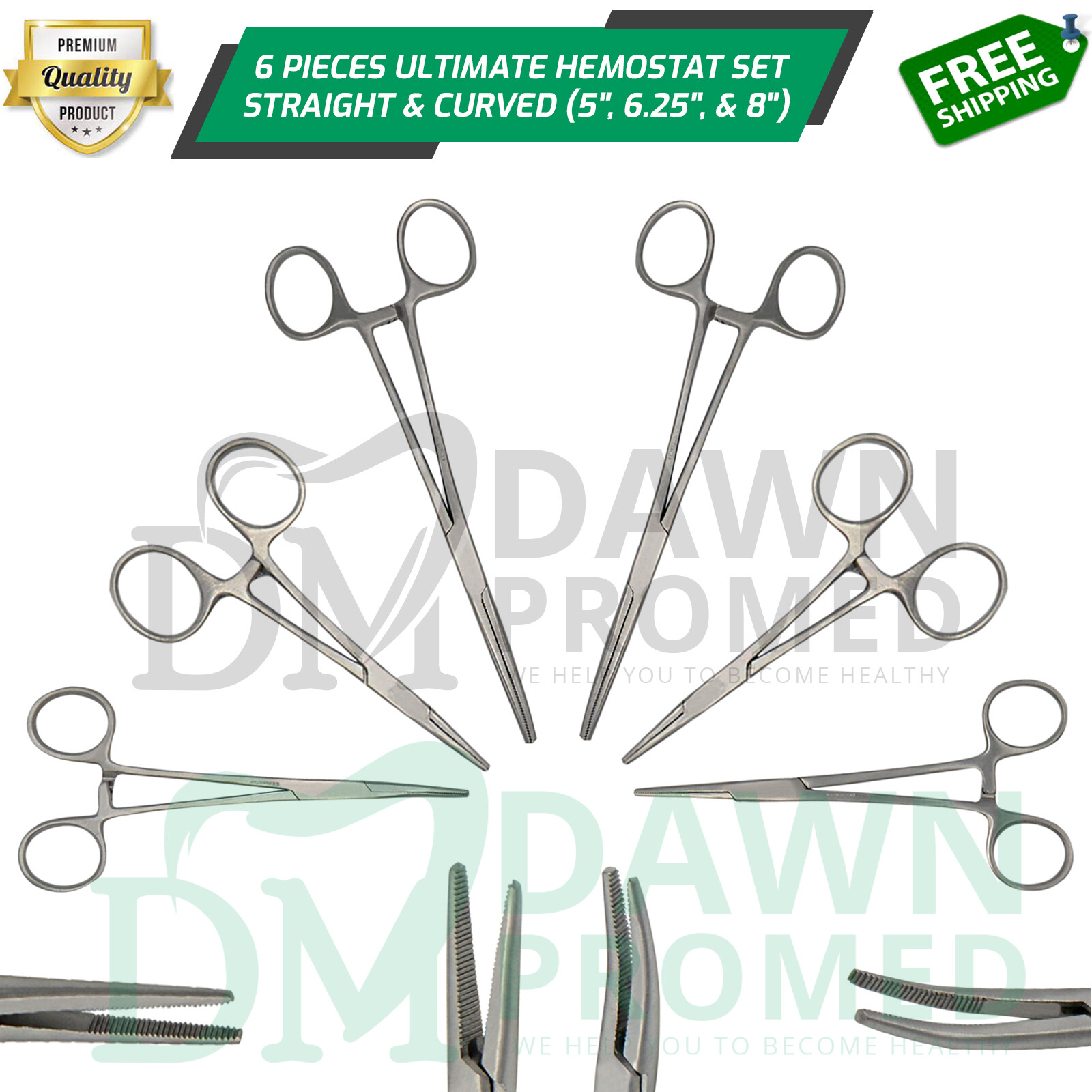 6-Piece Ultimate Hemostat Forceps Set Hobby Electronics Fishing Pliers ...