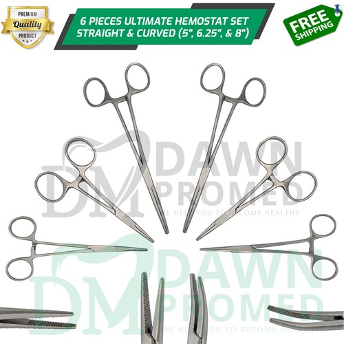 6-Piece Ultimate Hemostat Forceps Set Hobby Electronics Fishing Pliers ...