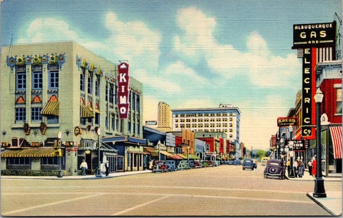 Albuquerque NM Central Ave Street View Old Cars Gas Station Signs Kimo ...