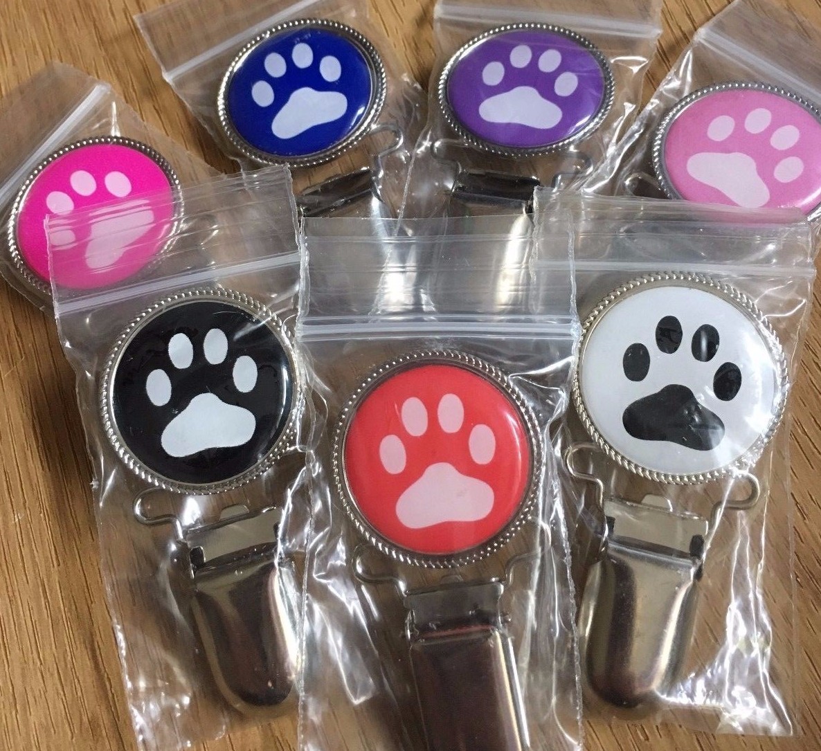 Dog Show Ring Number Clip Pin - Paw Prints Pink Blue Purple White & Red ...