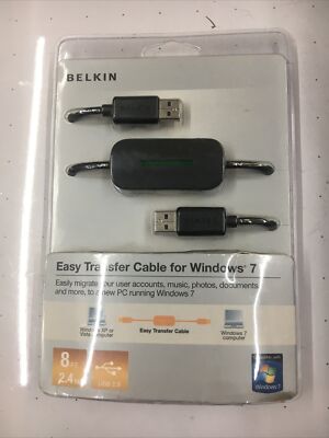 BELKIN Easy Transfer Cable for Windows 7 USB 2.0 8ft /2.4m New Sealed ...