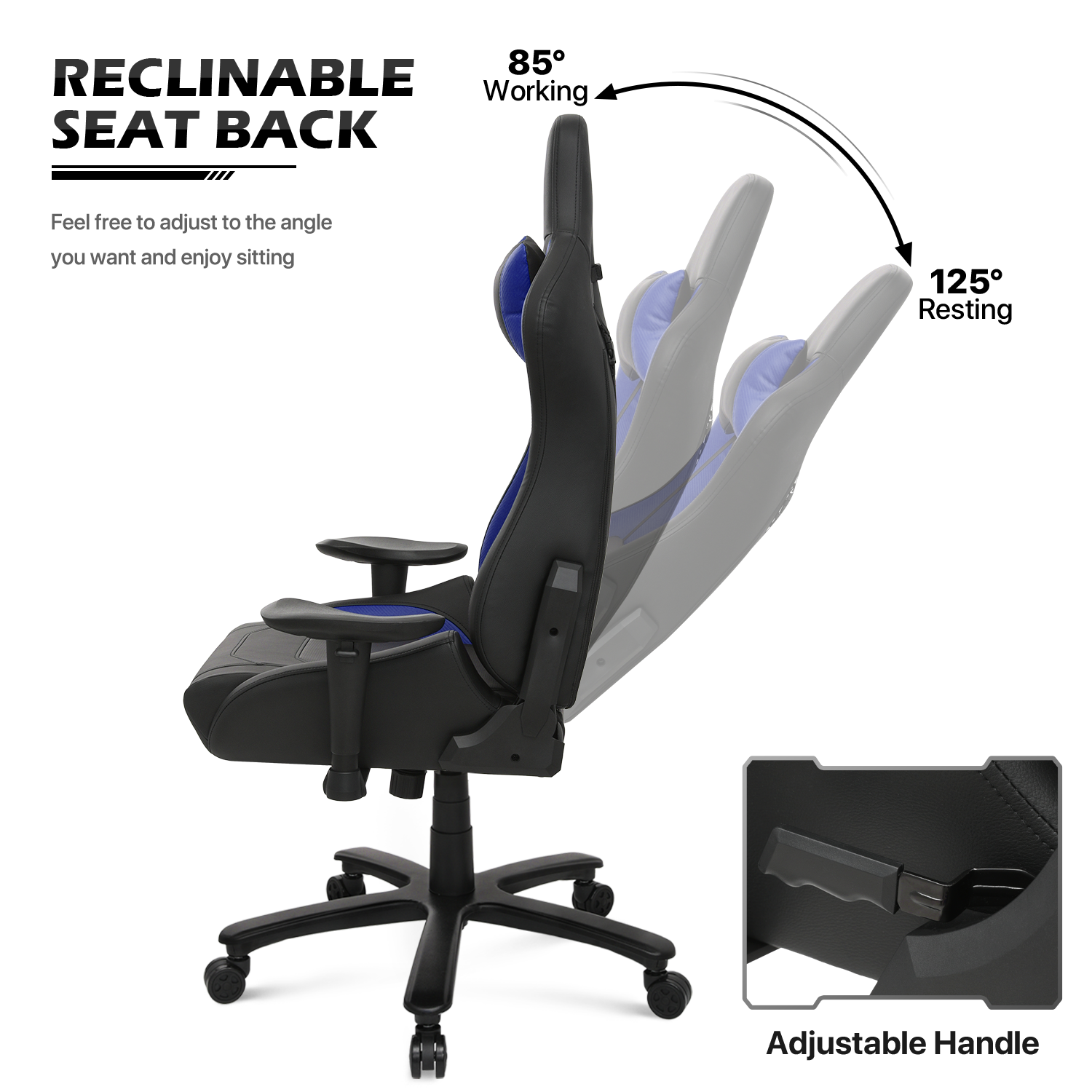 Blue Gaming Racing Computer Chair[CARBON FIBER FABRIC]Ergonomic Swivel ...