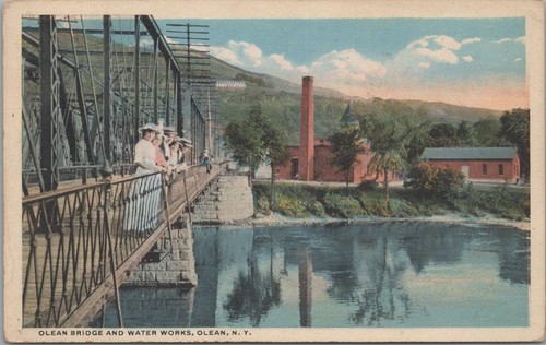Postcard Olean Bridge and Water Works Olean NY | eBay