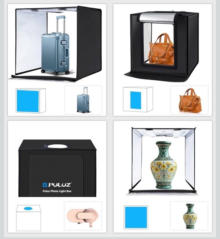 PULUZ 24" Large LED Light Box Photo Tent Dimmable Photography Studio ...