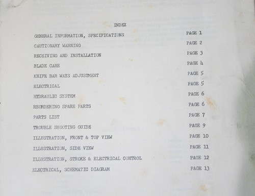 Wysong 1652 16 x 52 Power Hydraulic Shear Parts Electrical Manual | eBay