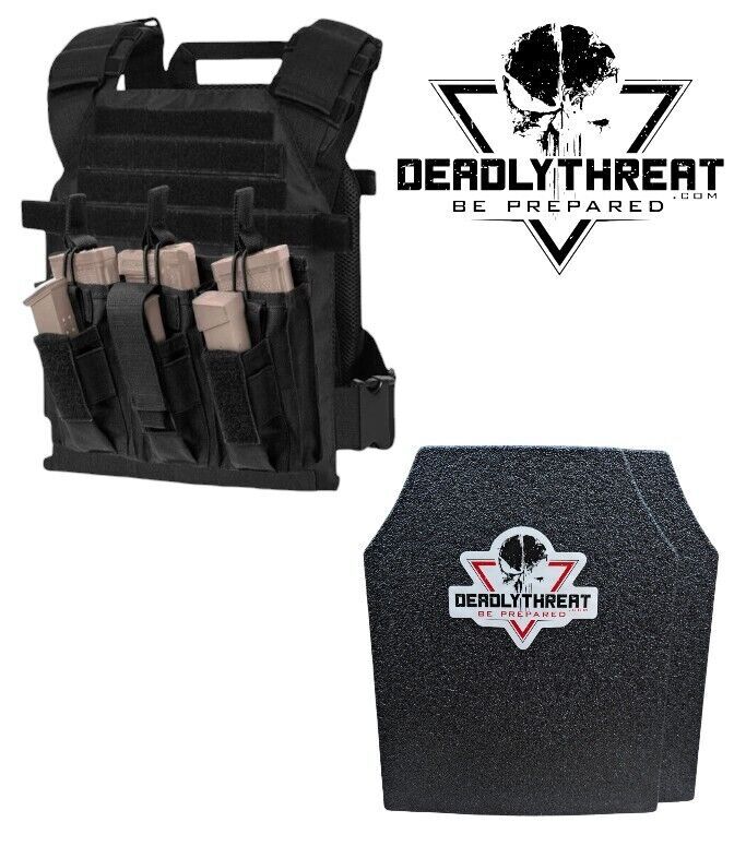 Active Shooter Black Tactical Vest Plate Carrier W/ Level III L3 Fearless Armor | eBay