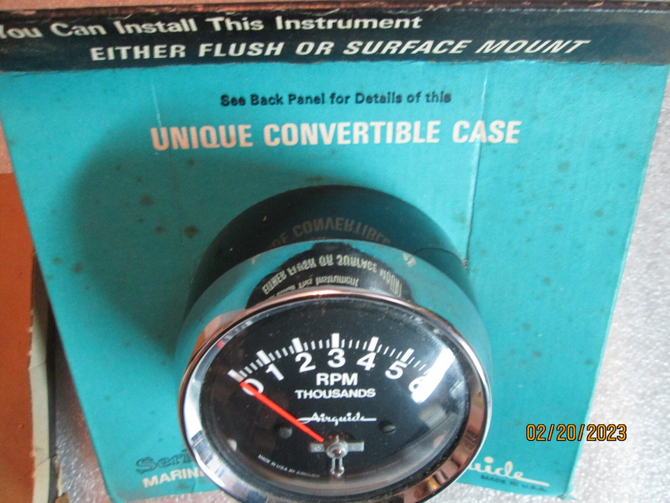 VINTAGE AIRGUIDE MARINE TACH GAUGE TACHOMETER 6000 RPM GENUINE ORIGNAL ...
