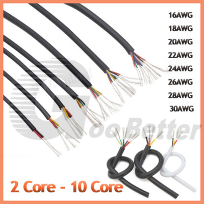 Flexible Multicore Cable 2Core-10Core AWG Black White Signal Power Data ...