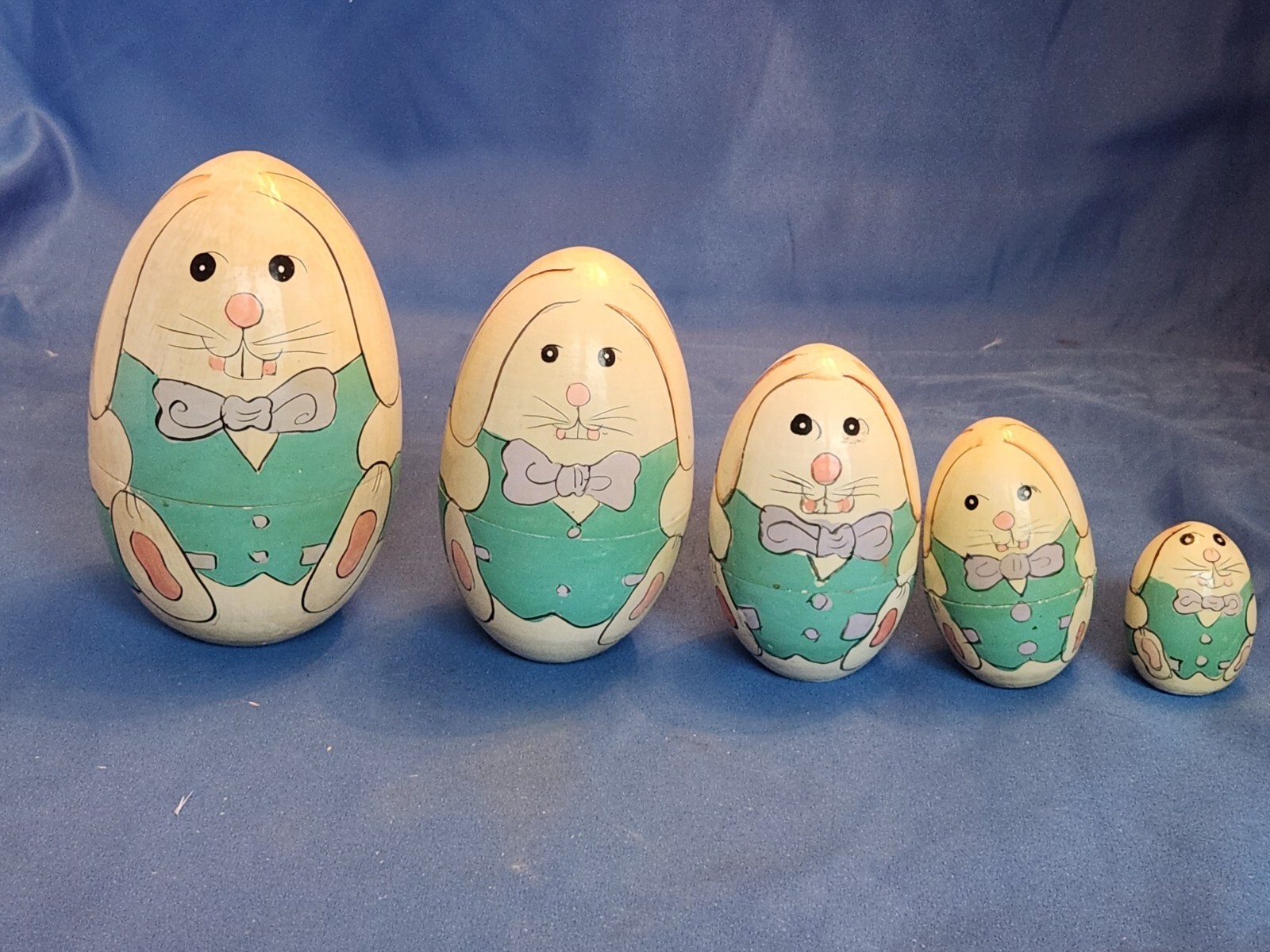 Vintage Wooden Rabbit Nesting Dolls Set of 5 | eBay