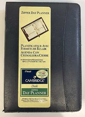 Mead Cambridge Zipper Day Planner/Calendar - Black - 10 5/8 x 7 3/8 ...