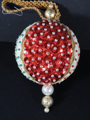 Gorgeous Vintage Sequin Beaded Christmas Ornament Push Pin Lace B8914 ...