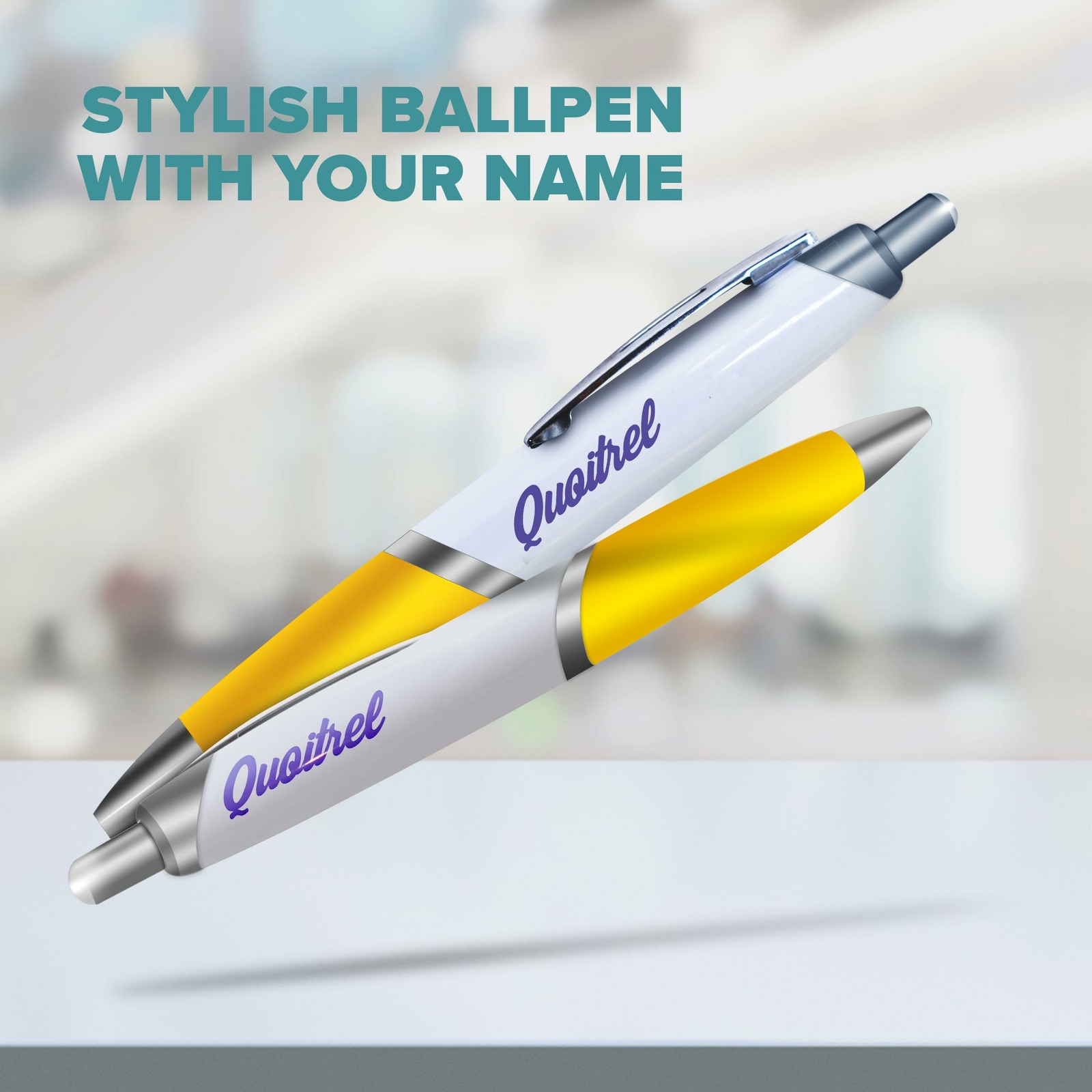 QUOITREL - Yellow Ballpoint Pen Calligraphy Violet #203038 | eBay