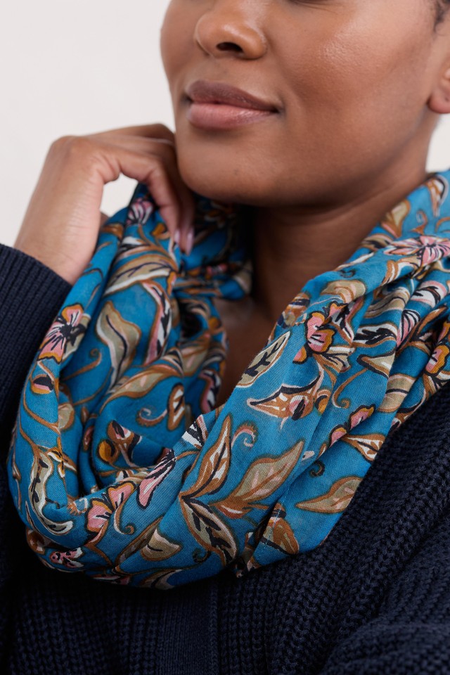Seasalt Women's Scarf - blue May Garland Circle Scarf - Folky Bloom ...