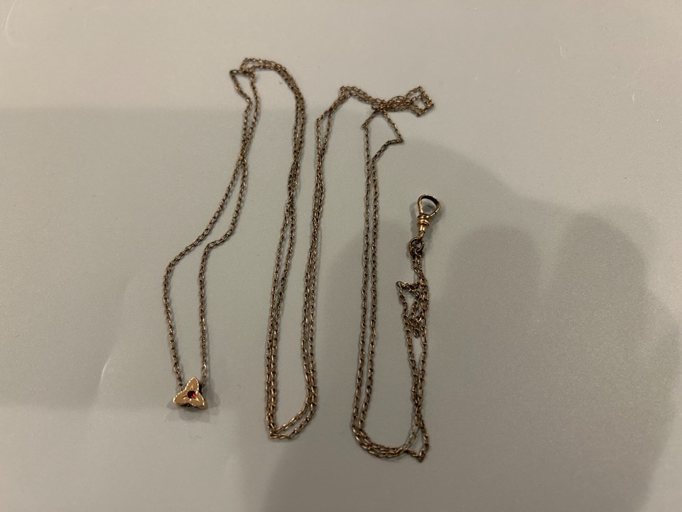 ANTIQUE POCKET WATCH CHAIN WITH RED STONE DECORATED SLIDE GF | eBay