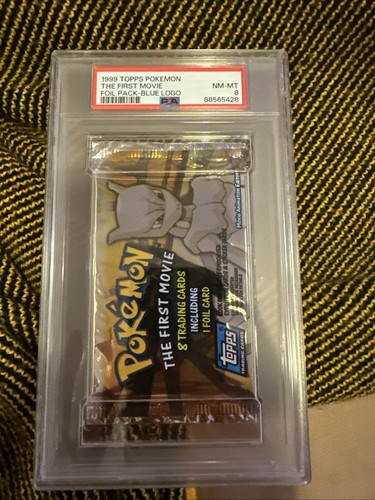 1999 Topps Pokémon The First Movie Blue Logo PSA 8 Graded Pack | eBay