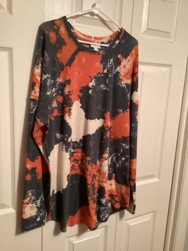 Womens LuLaRoe Thermal Tunic Erin XL Orange White Gray, Comfy!!!!! | eBay