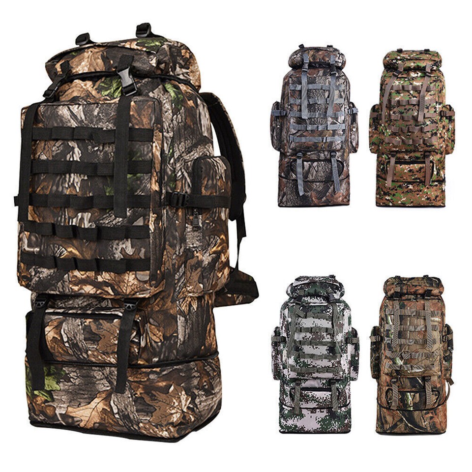 80L 100L Outdoor Hiking Military Tactical Backpack Rucksack Camping ...