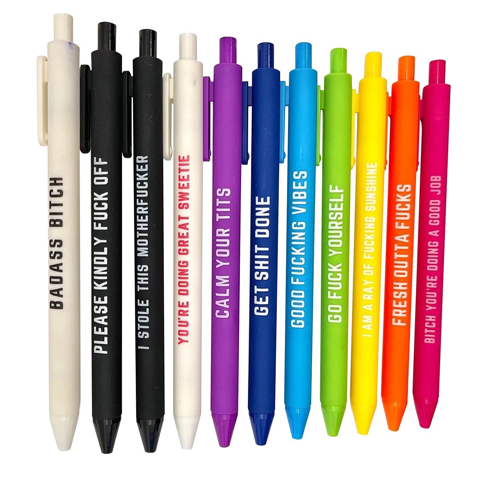 Funny Pens Swear Word Pen Set Black Ink Writing Pen Funny Office Diary ...