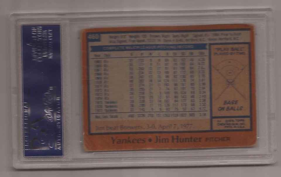 Jim Catfish Hunter Autograph Signed 1978 Topps # 460 Card psa/dna ...
