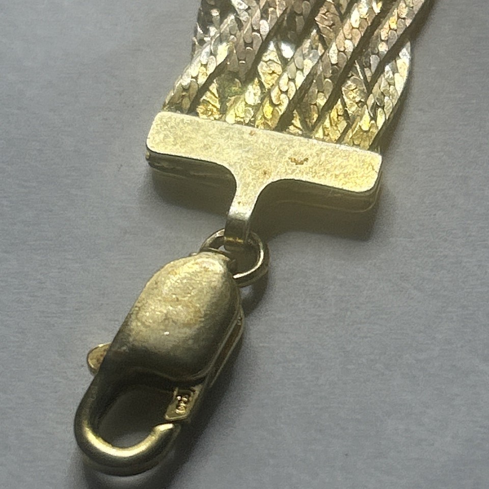 Milor Italy 925 Braided Sterling Silver Tri Tone Bracelet 8” Flat Wide ...