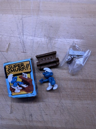 Super Smurf Vintage Collectible In Box BOX WEAR SEALED Piano Pianist ...