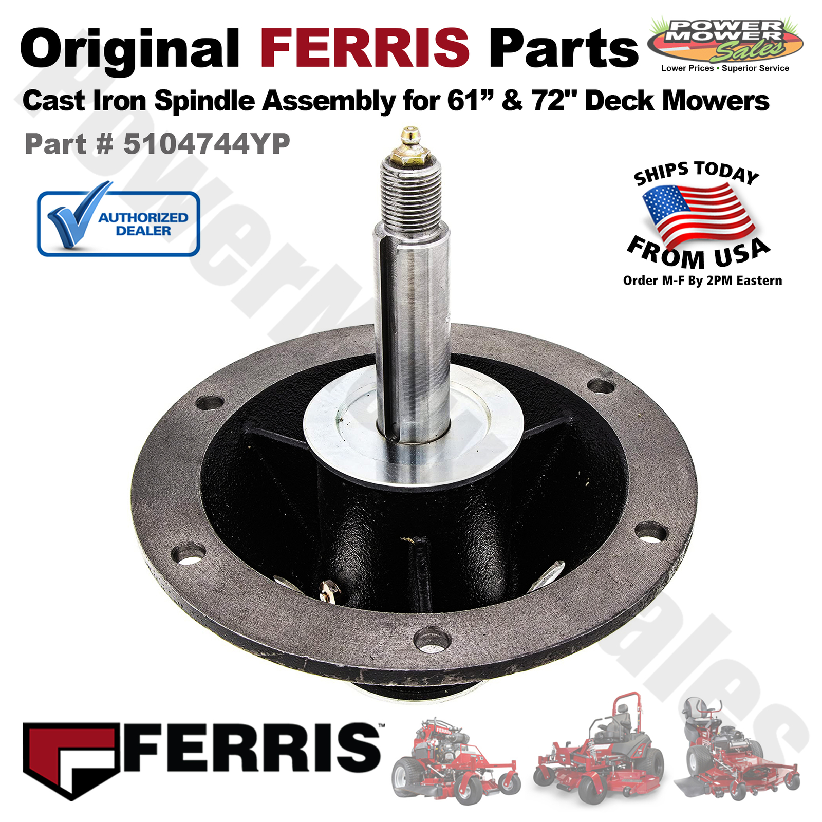 Genuine OEM Ferris Cast Iron Spindle Assembly for 61” Deck Mowers ...