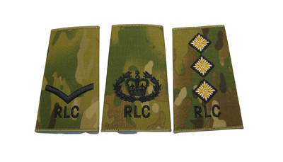 Royal Logistic Corps RLC Rank Slide in Multicam PAIRS- Blue Embroidery ...