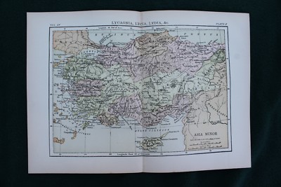 1890's MAP OF LYCAONIA LYCIA LYDIA CYPRUS 10 X 14 INCH | eBay