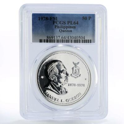 Philippines 50 piso Manuel Quezon PL64 PCGS proof silver coin 1978 | eBay