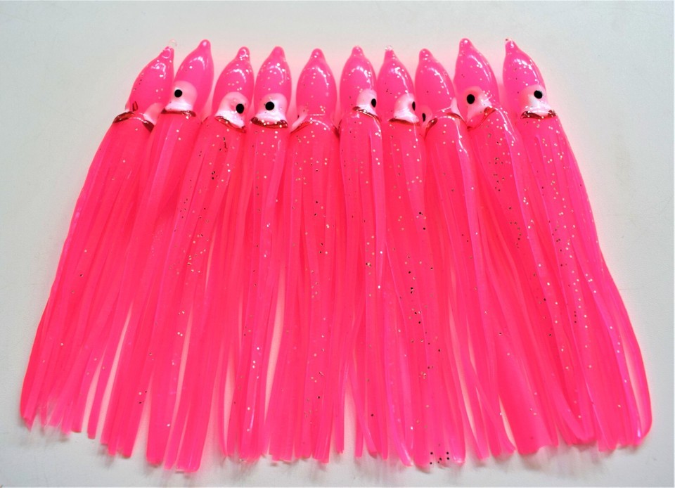 10 to 100 pcs 4.75'' Hot Pink Hoochie Squid skirts Octopus Trolling ...