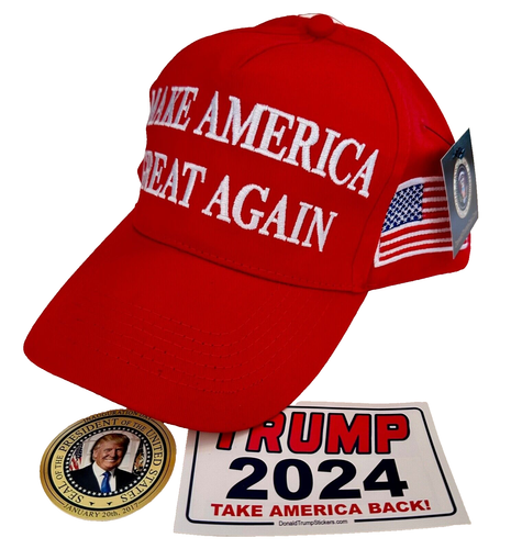 Trump Hat..2024..Large Letter..MAGA..Red + 2 Decals | eBay