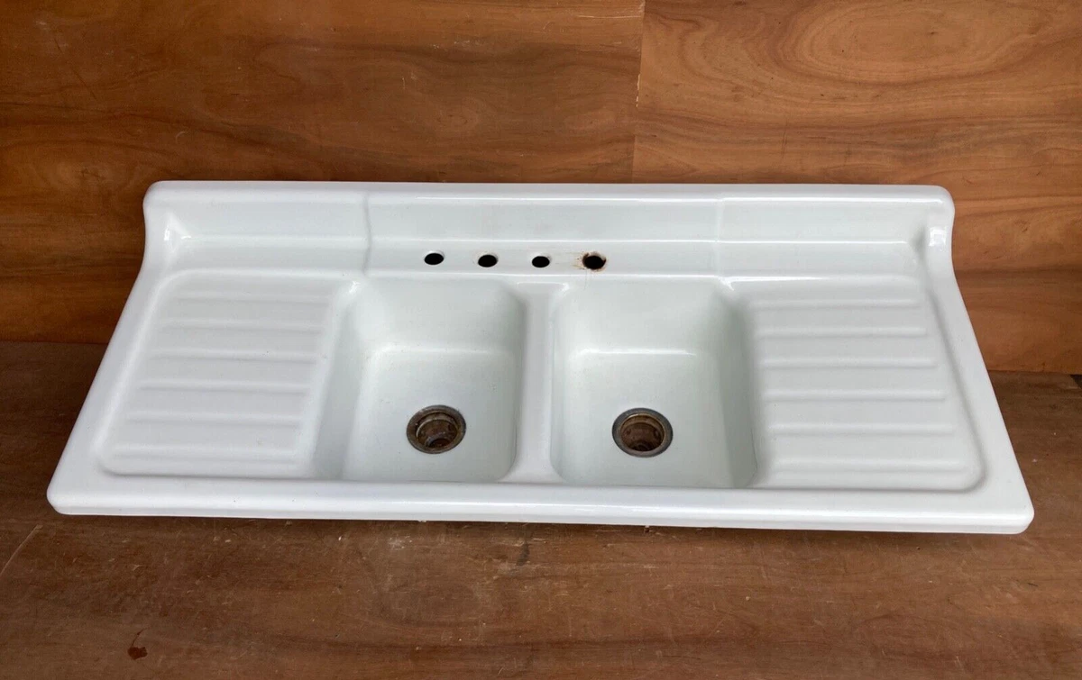 Double Kitchen Sink With Drainboard